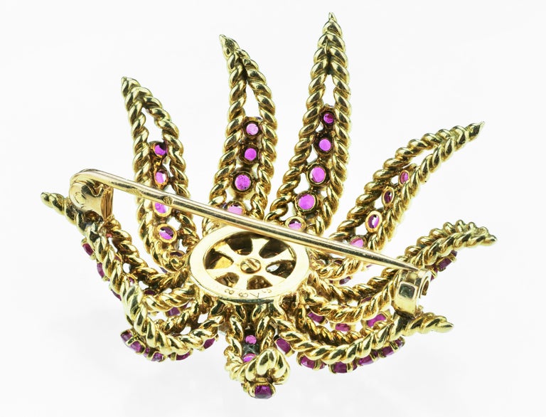 French Ruby, Diamond Demi Parure by Verger Frères at 1stDibs