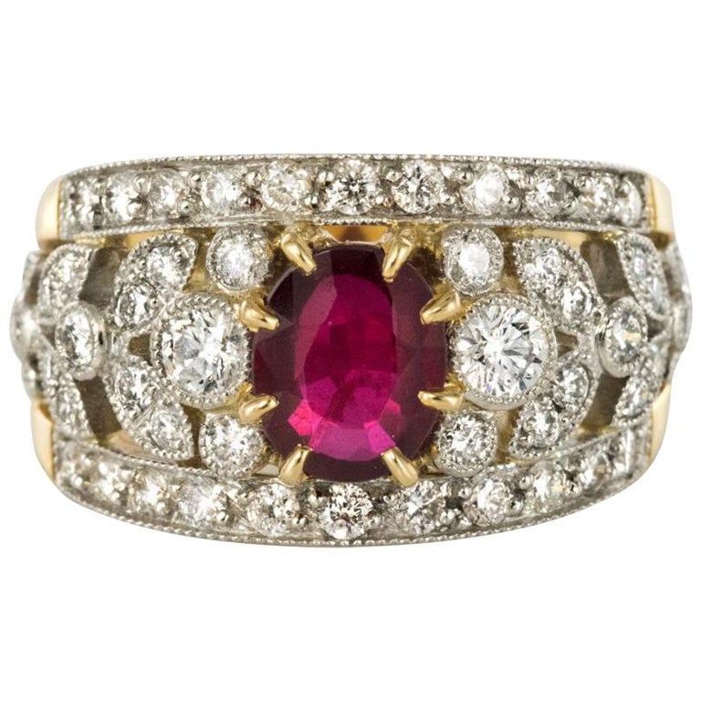 Rubin-Diamant-Gold-Platin-Ring im Angebot bei 1stDibs