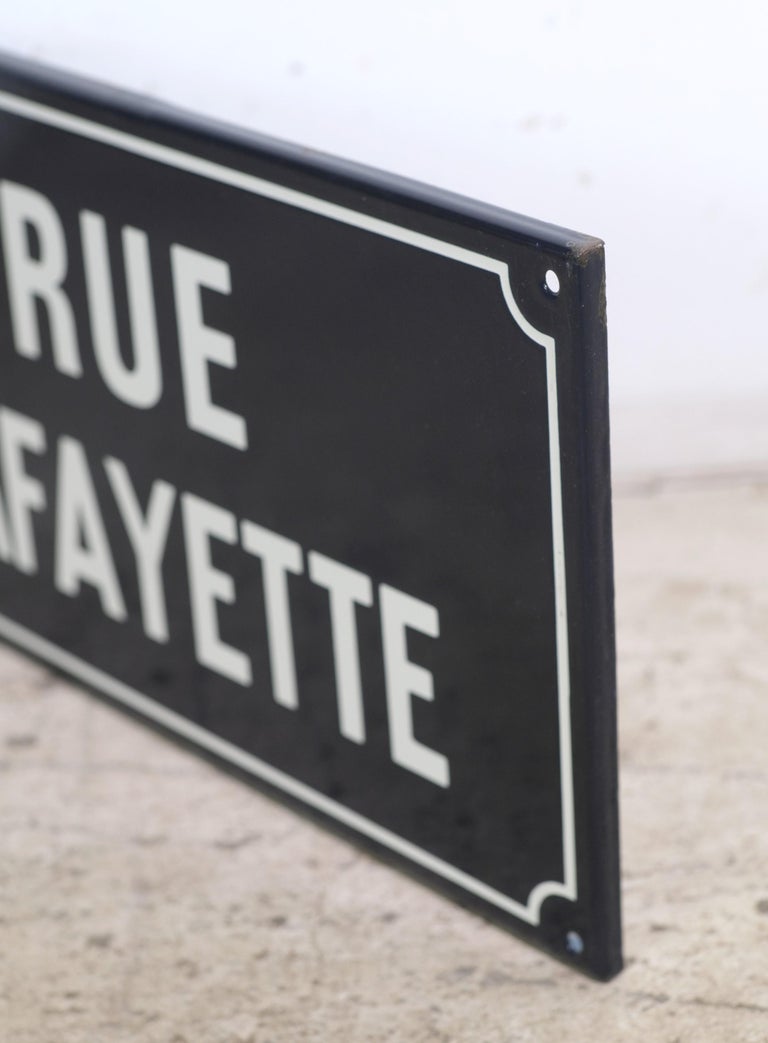 French Rue Lafayette Rectangular Enameled Street Sign For Sale at 1stDibs