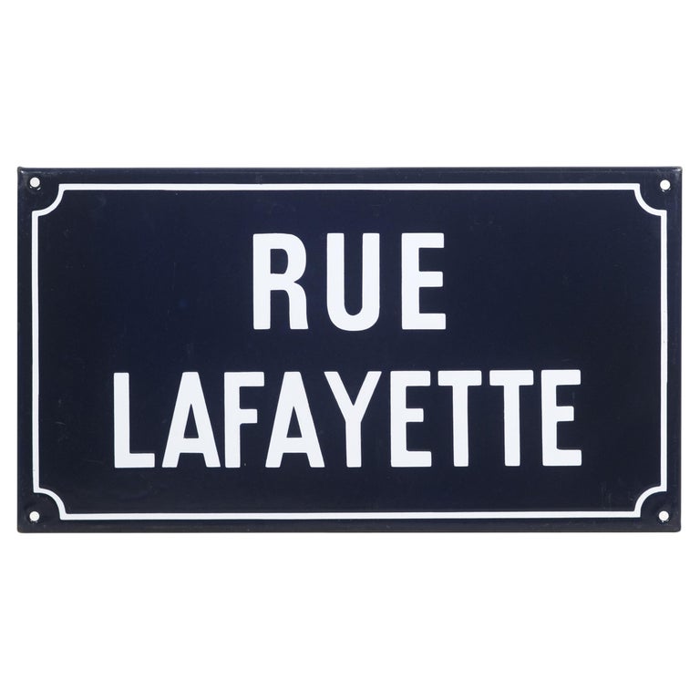 French Rue Lafayette Rectangular Enameled Street Sign For Sale at 1stDibs