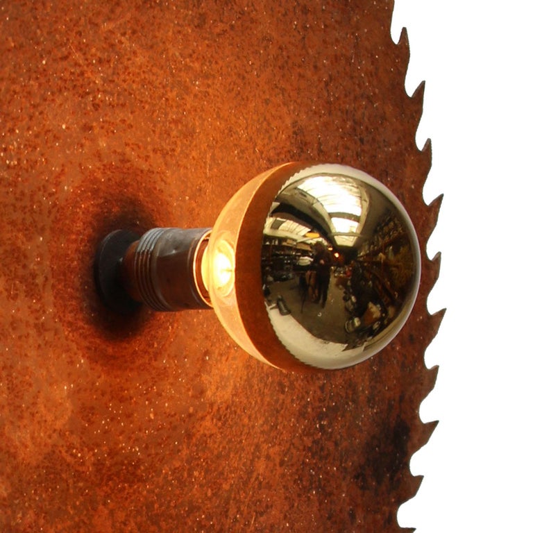 French Rust Vintage Industrial Saw Blade Scone Wall Light For Sale at ...