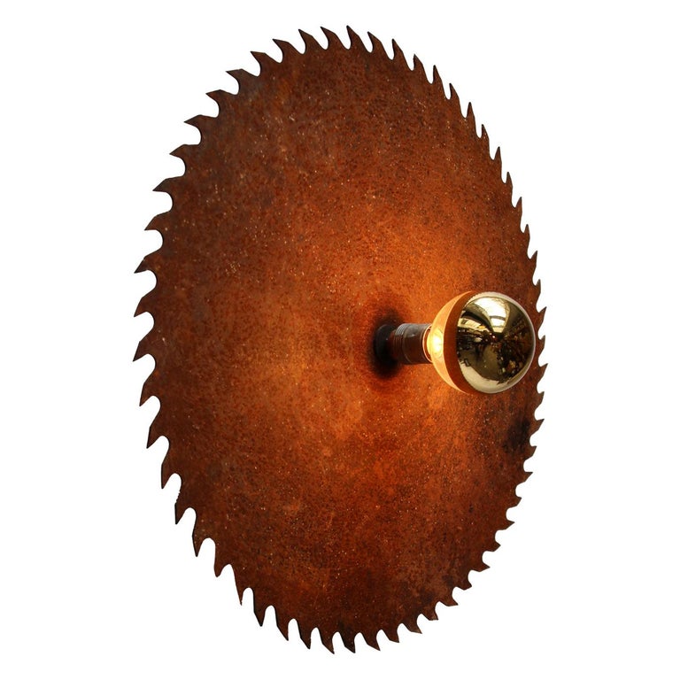 French Rust Vintage Industrial Saw Blade Scone Wall Light For Sale at ...