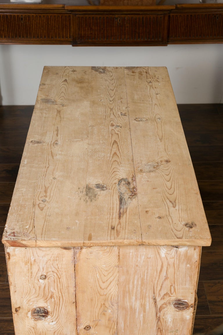 French Rustic 1880s Bleached Pine Three-Drawer Commode with Carved ...