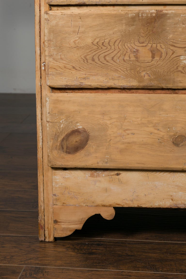 French Rustic 1880s Bleached Pine Three-Drawer Commode with Carved ...