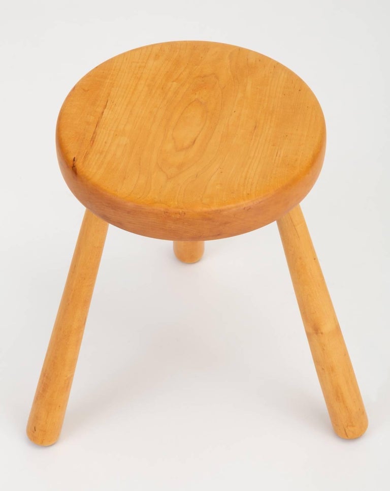 Small French Rustic Modern Three-Legged Stool in Solid Pinewood at 1stDibs