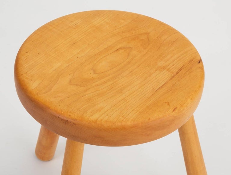 Small French Rustic Modern Three-Legged Stool in Solid Pinewood at 1stDibs