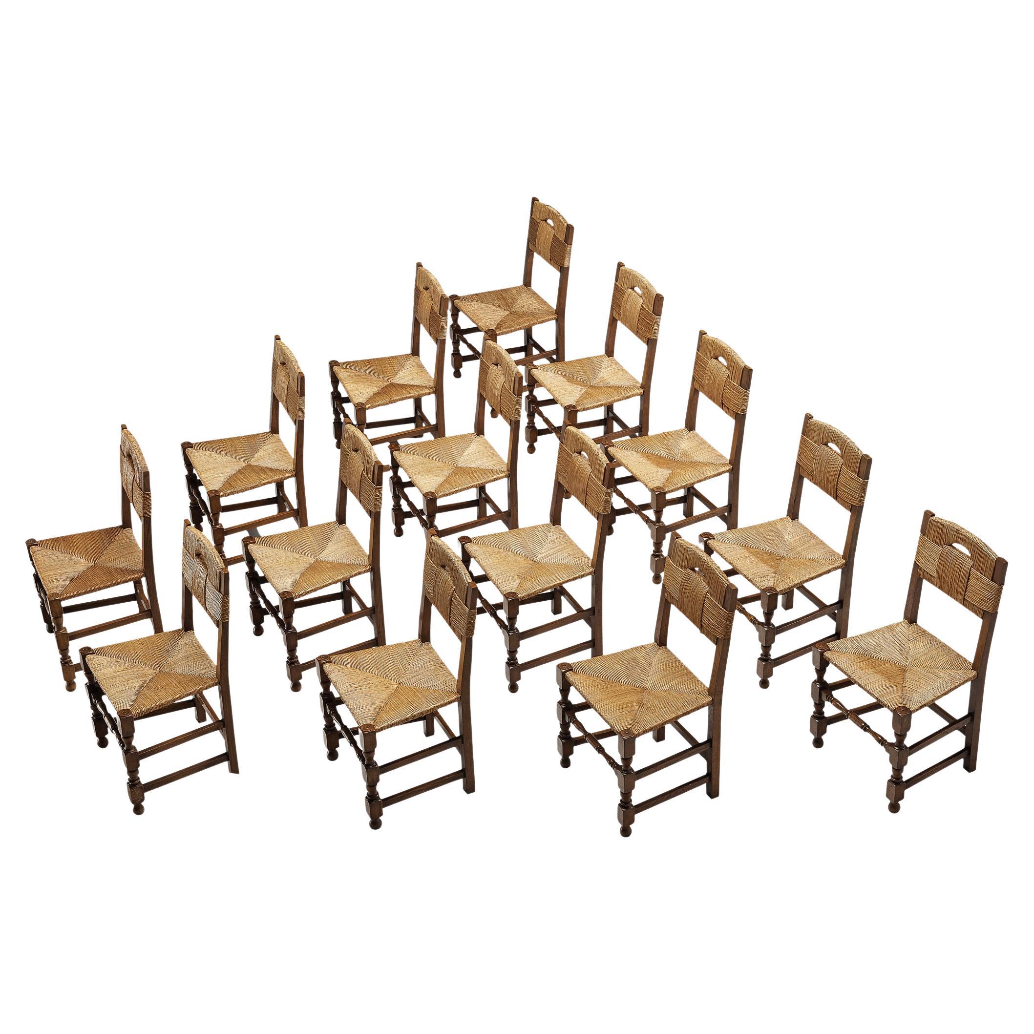French Rustic style Dining Chairs with slab seats For Sale at 1stDibs