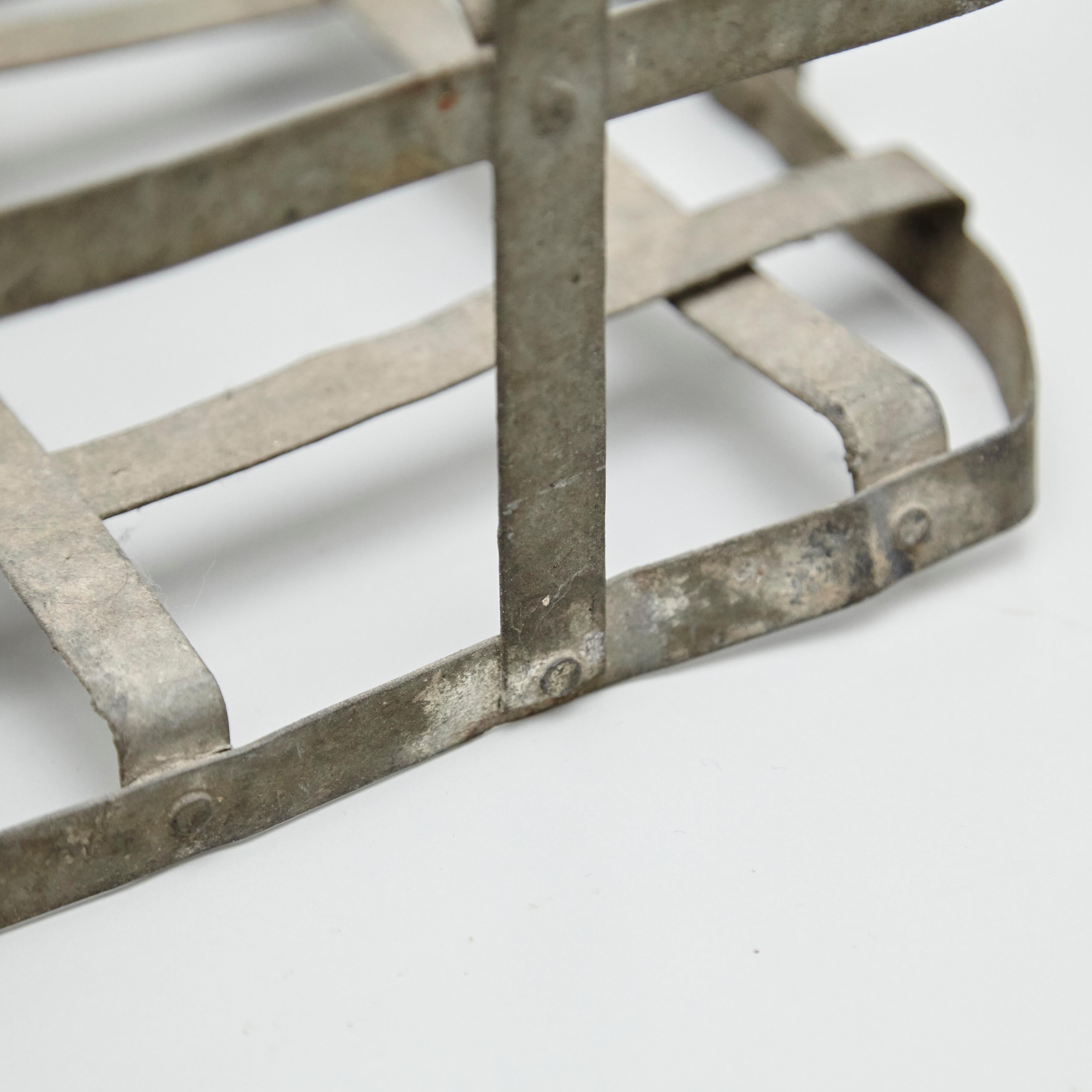 French Rustic Wood and Metal Bottle Rack, circa 1920 For Sale at 1stDibs