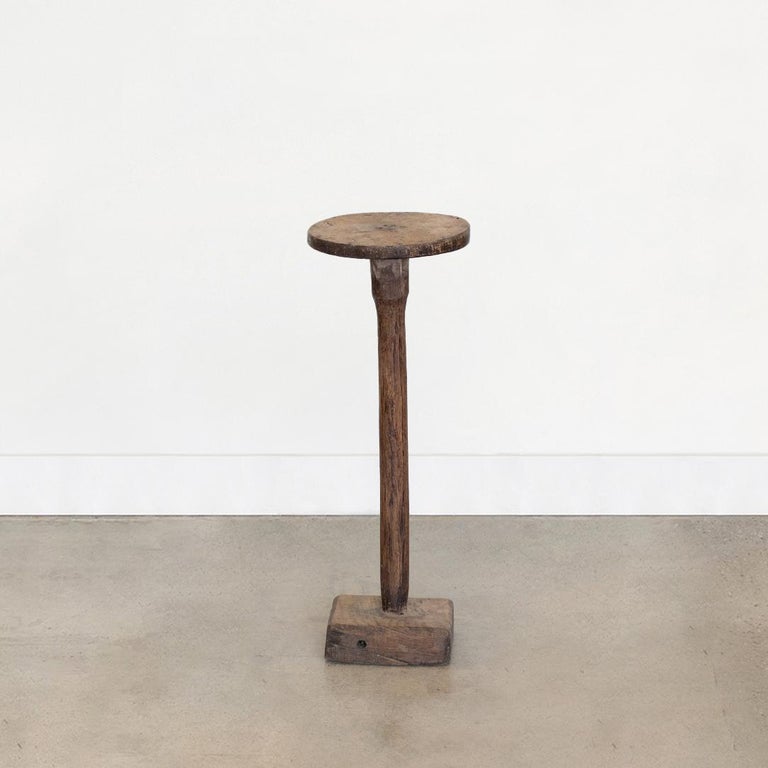 French Rustic Wood Pedestal Table at 1stDibs