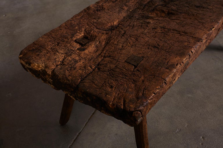 French Rustic Wooden Low Console Table at 1stDibs