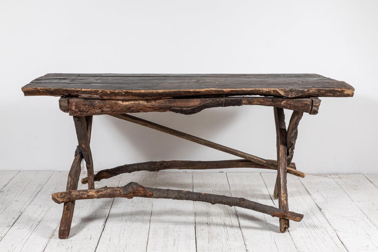 French Rustic Wooden Twig Table at 1stDibs