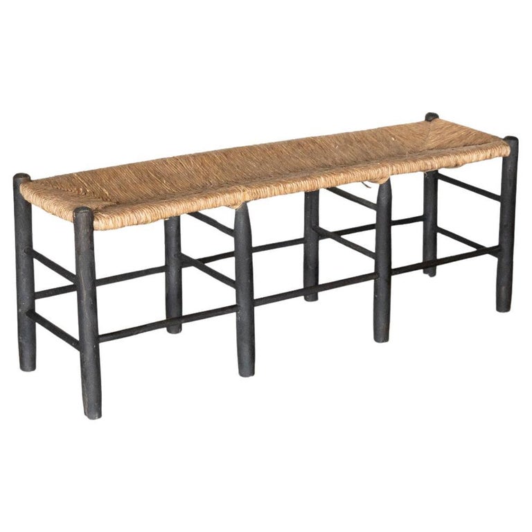 French Rustic Woven Bench For Sale at 1stDibs