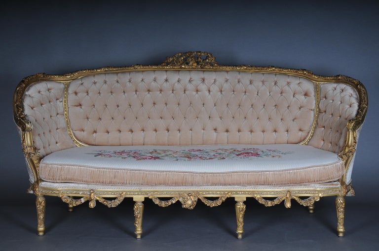French Salon Seating Group Set Louis XVI Style, 20th Century Gold For ...