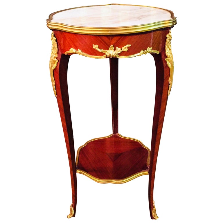 French Salon Side Table in Louis Quinze Style with Marble For Sale at ...
