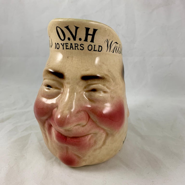 French Sarreguemines Advertising Face Jug for OVH Greer's Scotch ...