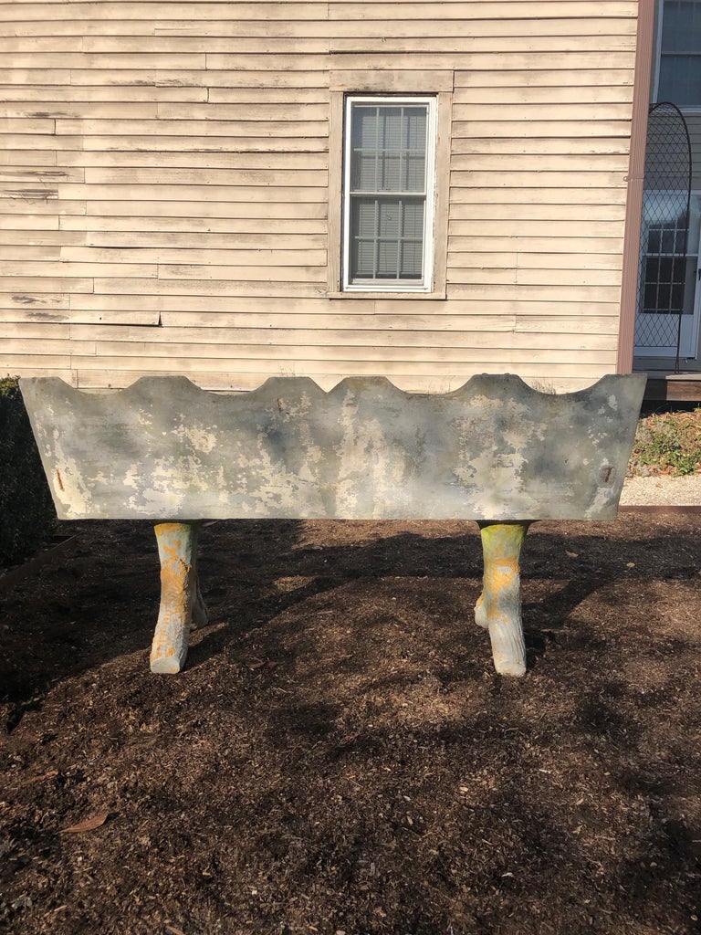 French Scalloped Concrete Bench with Faux Bois Legs For Sale at 1stDibs ...