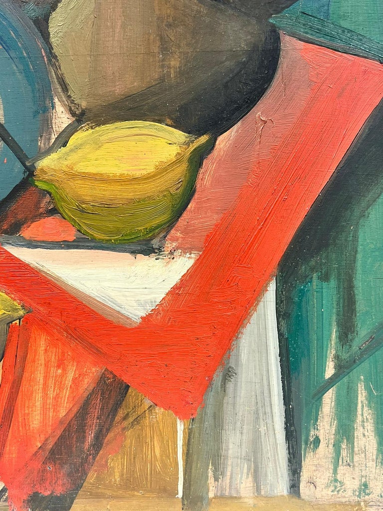 French School - 1950's French Cubist Still Life Oil Painting Lemons Jug ...
