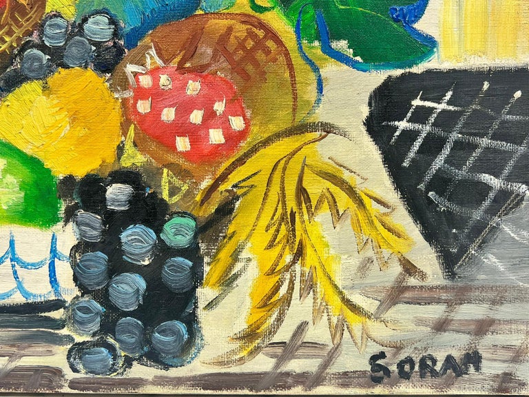 French School - 1960's French Signed Modernist Oil Colorful Still Life ...