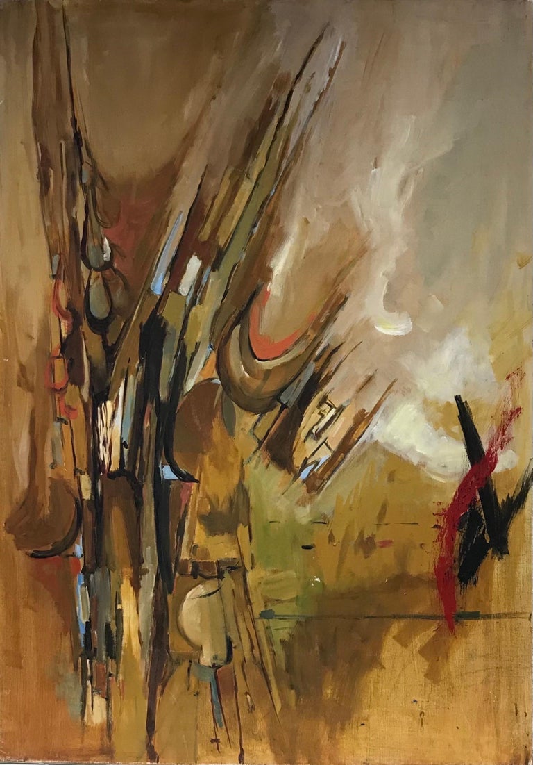 French School - Huge French Abstract Composition Painting Cubist Shapes ...