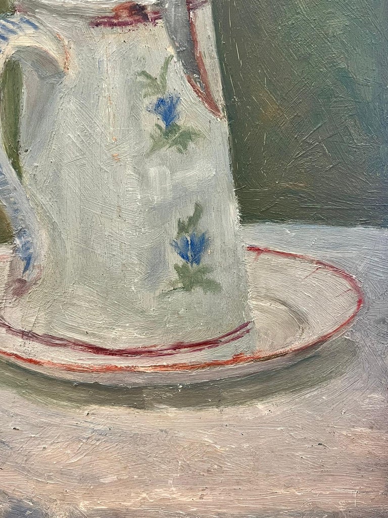 French School - Antique French Impressionist Oil Still Life Jug and ...