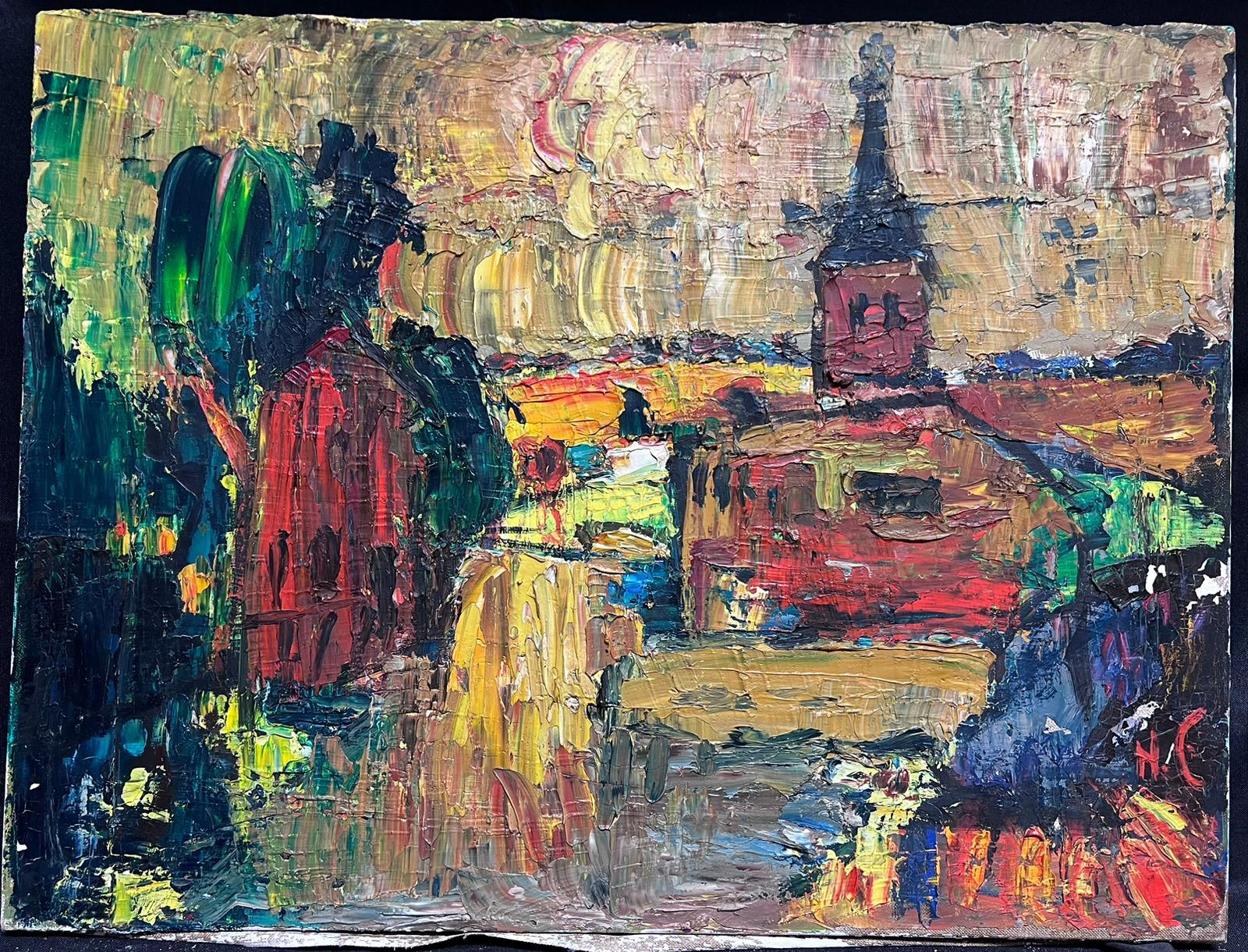 French School - Large 1970's French Expressionist Signed Oil on Canvas ...