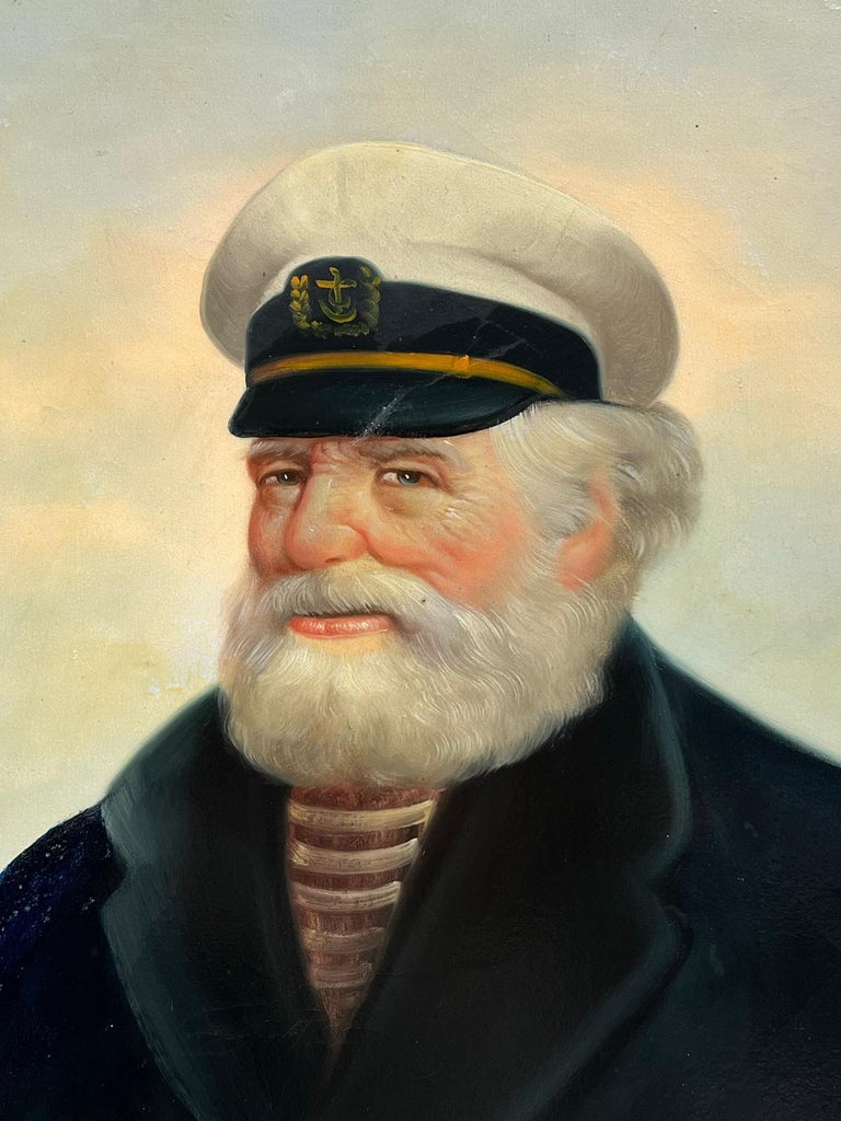 French School - Signed French Oil Portrait of a Sea Captain White Beard ...