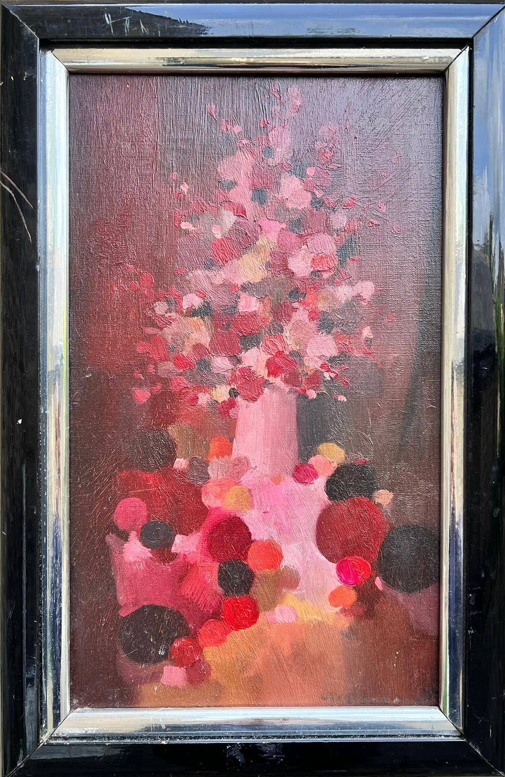 French School - 1970's Red and Pink Dotty Abstract Painting NO RESERVE ...