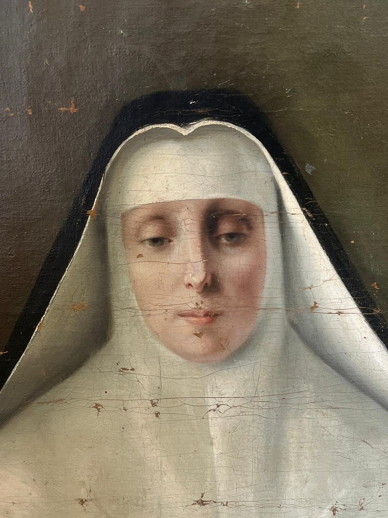 French School - Huge 19th Century Oil Portrait of a French Nun from a ...