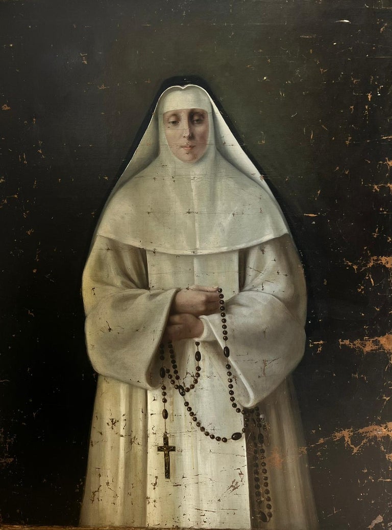 French School - Huge 19th Century Oil Portrait of a French Nun from a ...