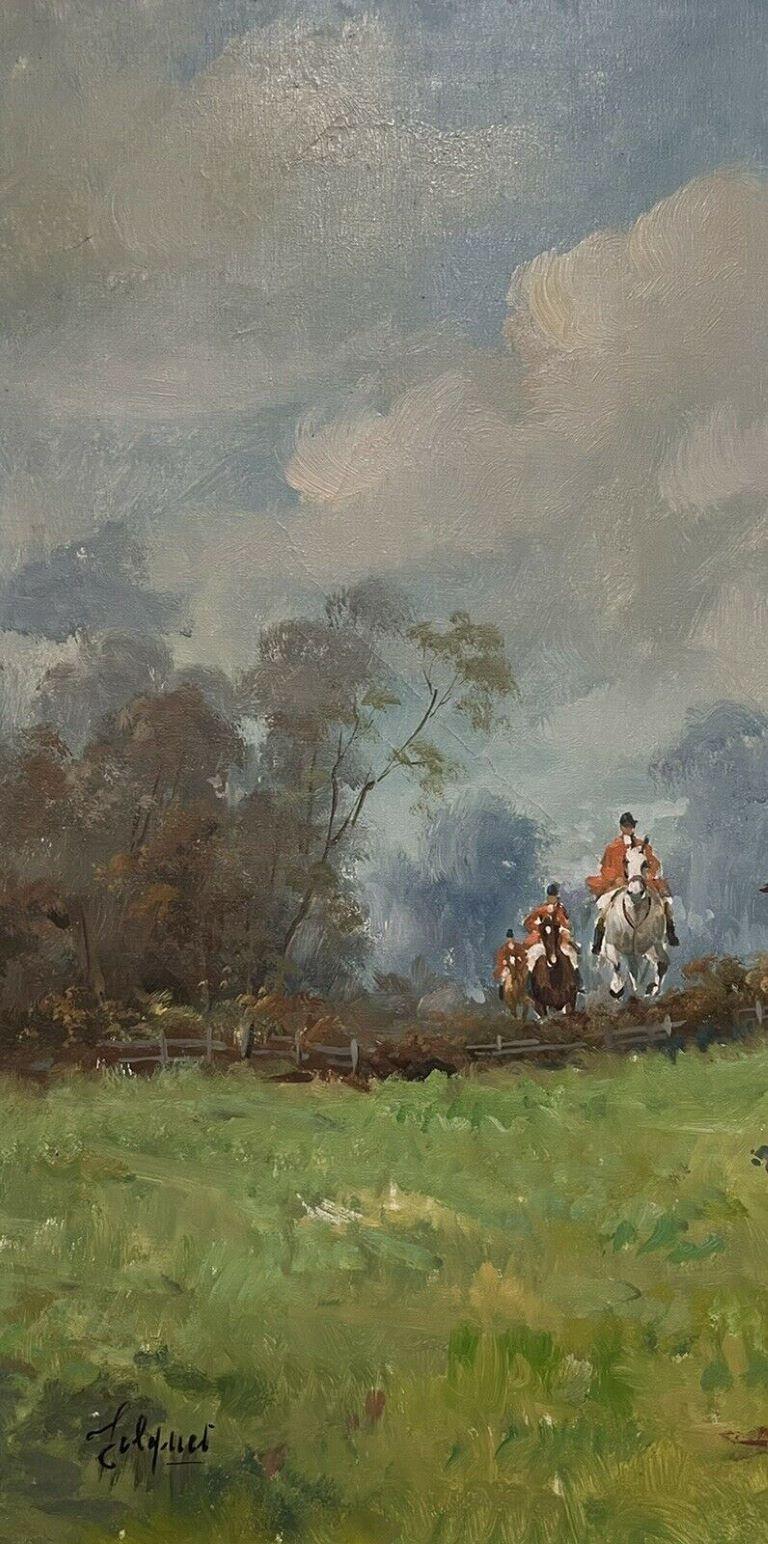 French School - Huge Hunting Scene Signed French Oil Painting Huntsman ...