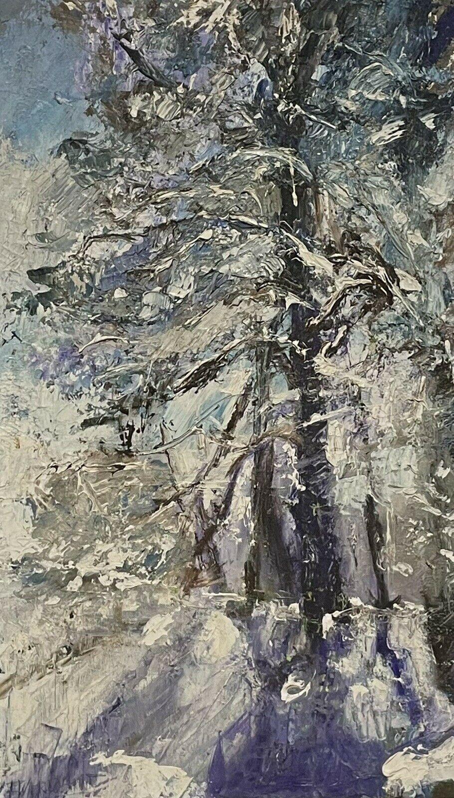 French School - French Expressionist Oil Painting Tree Covered in Snow ...
