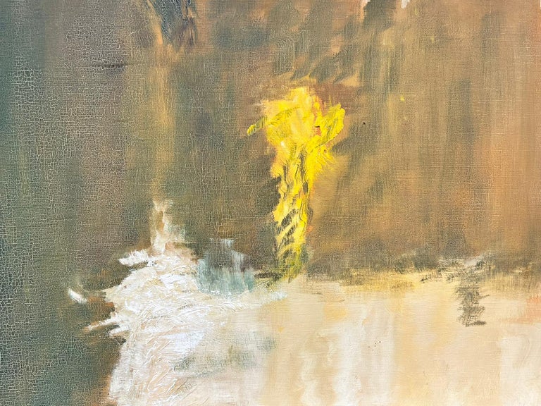 French School - Huge French Abstract Painting Brown Beige Yellow Ochre ...