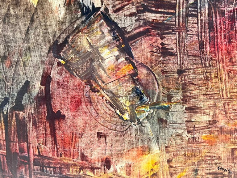 French School - Large 1990's French Expressionist Abstract Painting ...