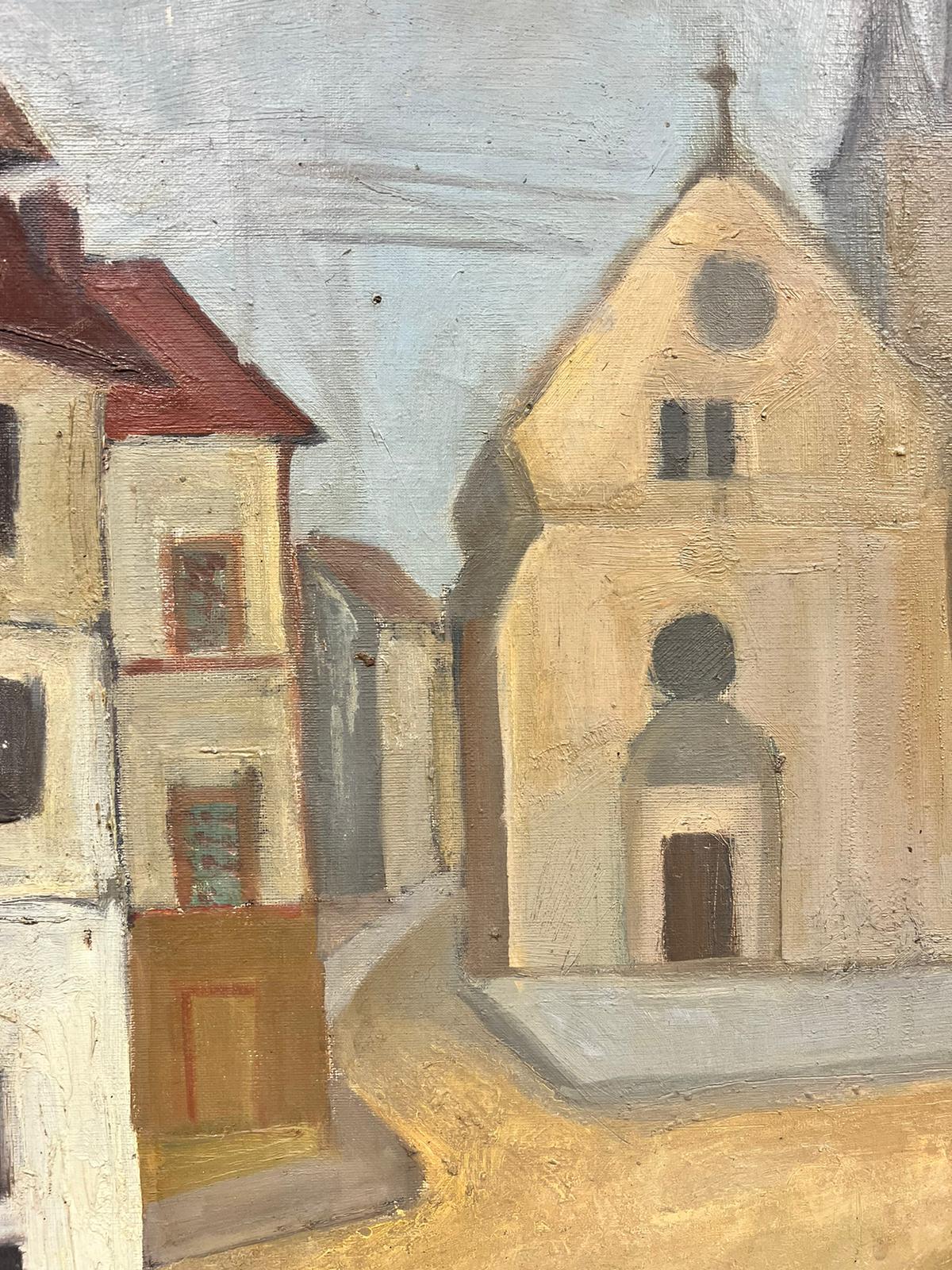 French School - Mid Century French Modernist Oil Empty Street Scene ...