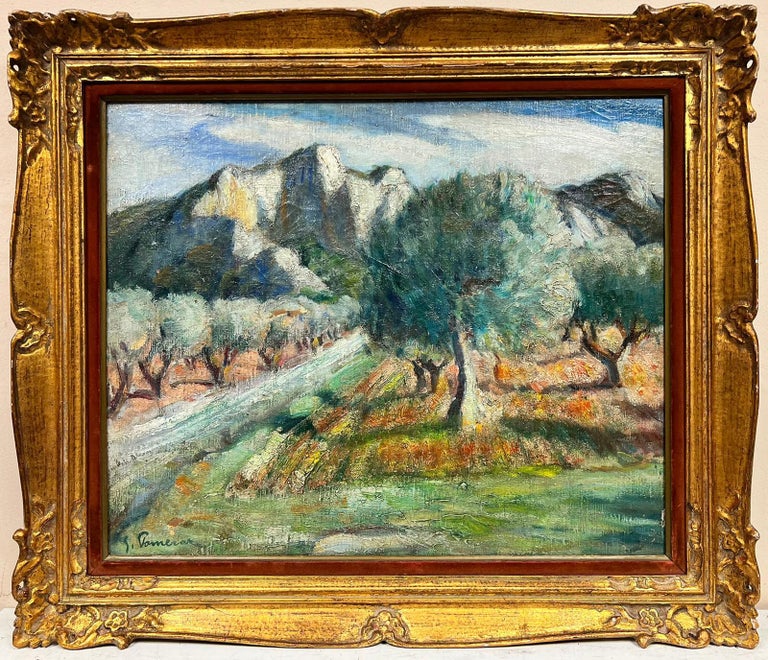 French School - Les Alpilles Provence Olive Groves in Landscape Signed ...