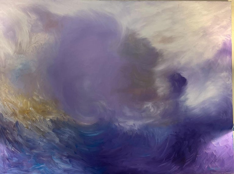French School - Huge French Contemporary Abstract Painting Purple ...