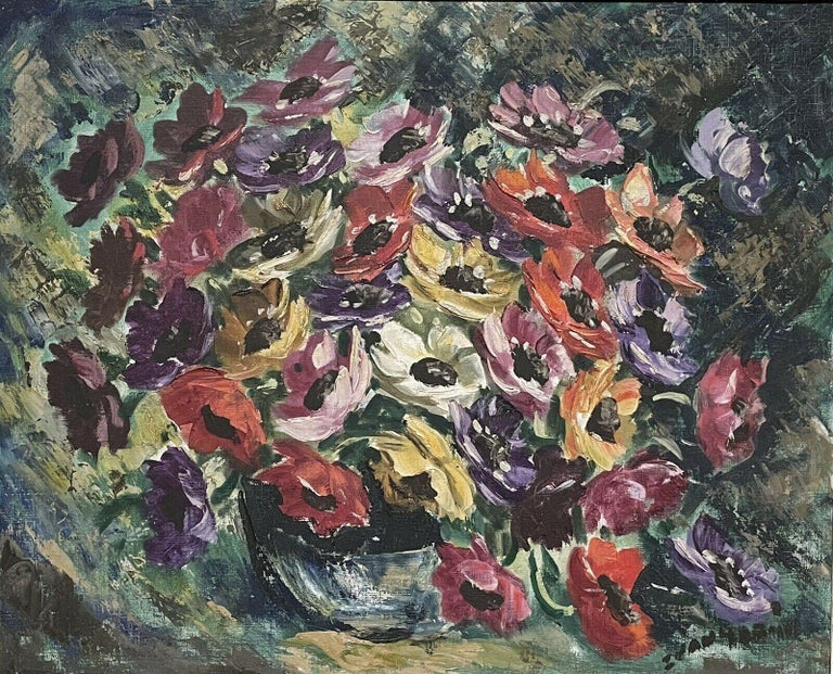 Unknown - VINTAGE FRENCH POST-IMPRESSIONIST STILL LIFE FLOWERS OIL ...