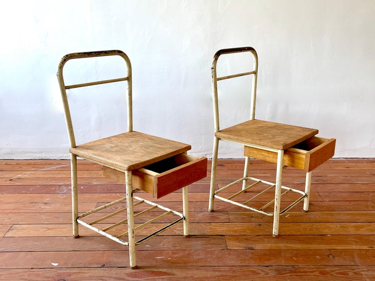 French School Chairs w/ Drawer For Sale at 1stDibs
