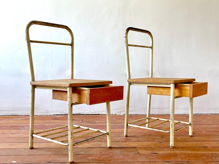 French School Chairs w/ Drawer For Sale at 1stDibs