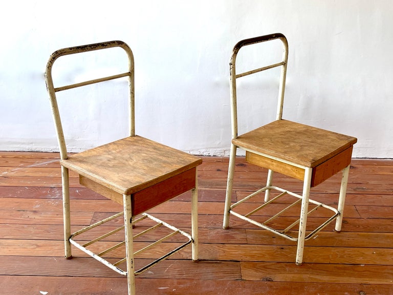French School Chairs w/ Drawer For Sale at 1stDibs