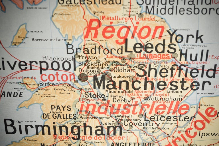 French School Map of Uk, Double-Sided For Sale at 1stDibs