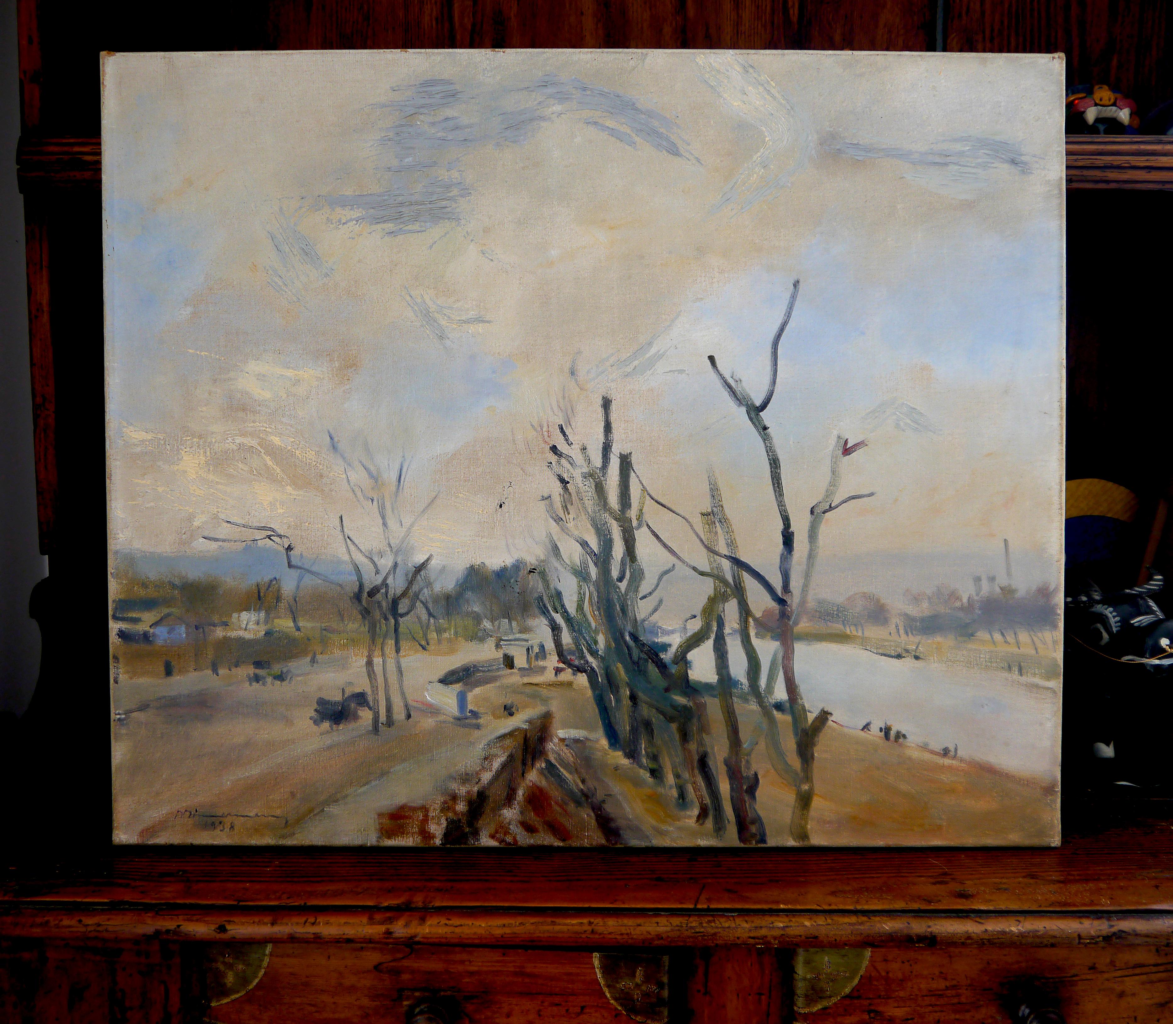 French School Masters - German school Landscape river scene Signed oil ...