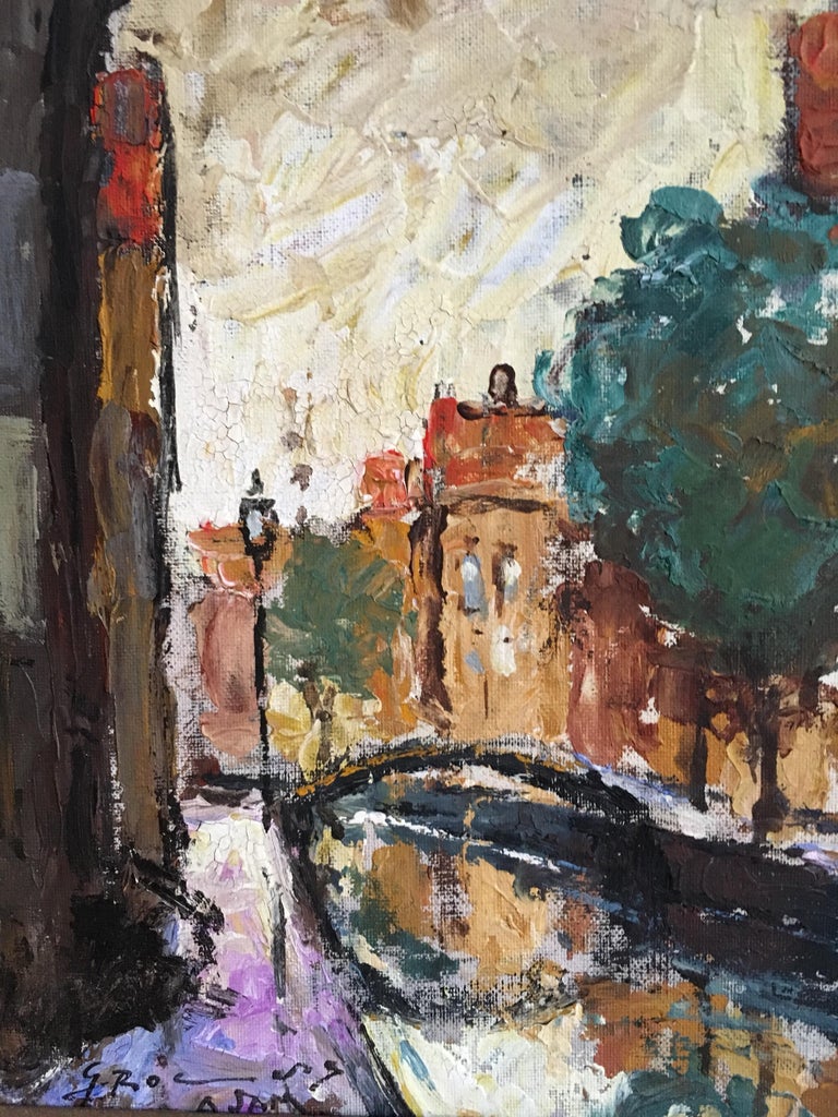 Unknown - Parisian Side Street, Impressionist Oil Painting at 1stDibs