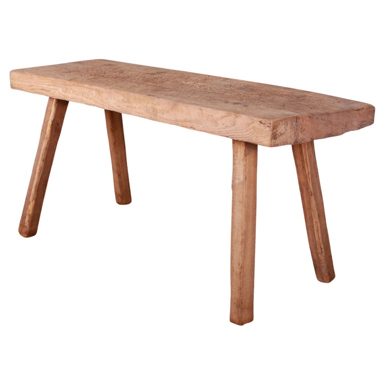 French Scrubbed Sycamore and Elm Trestle Table For Sale at 1stDibs