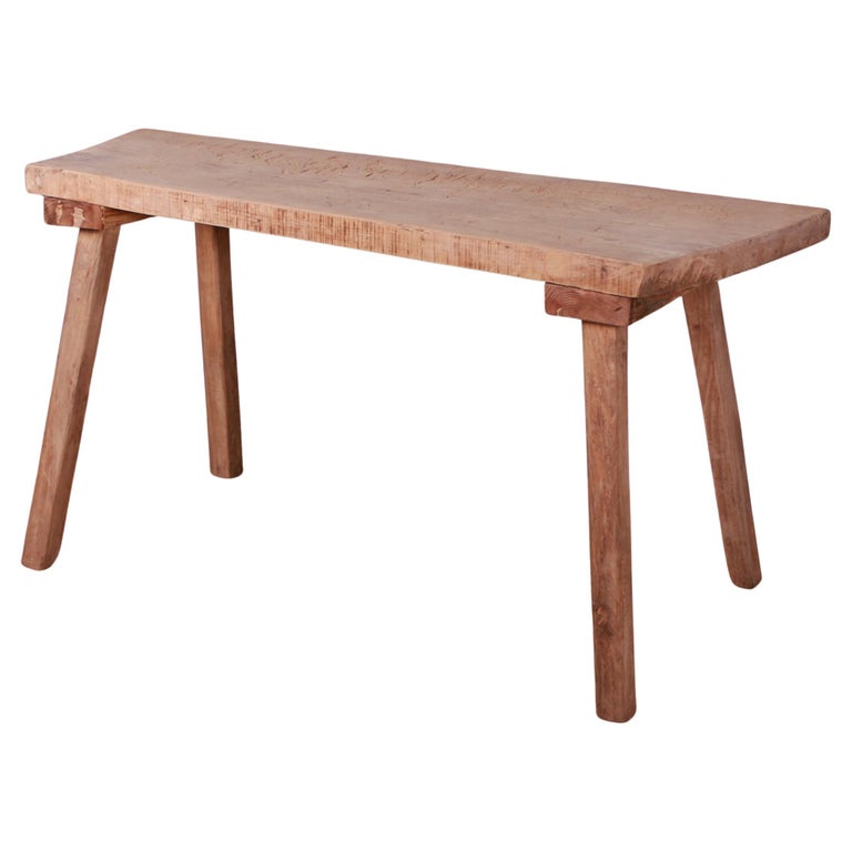 French Scrubbed Sycamore and Elm Trestle Table For Sale at 1stDibs