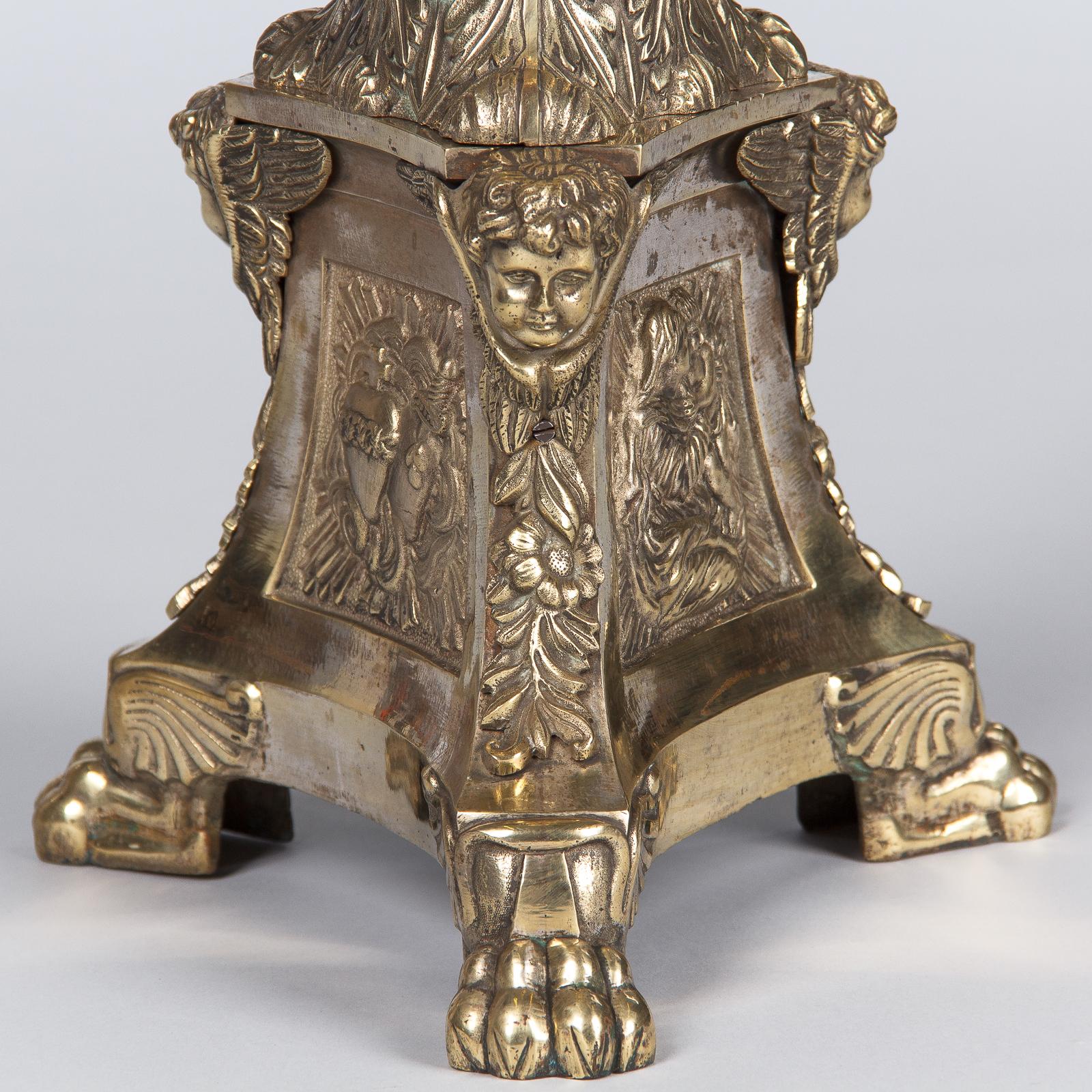 French Sculpted Brass and Bronze Church Candleholder, 1860s at 1stDibs