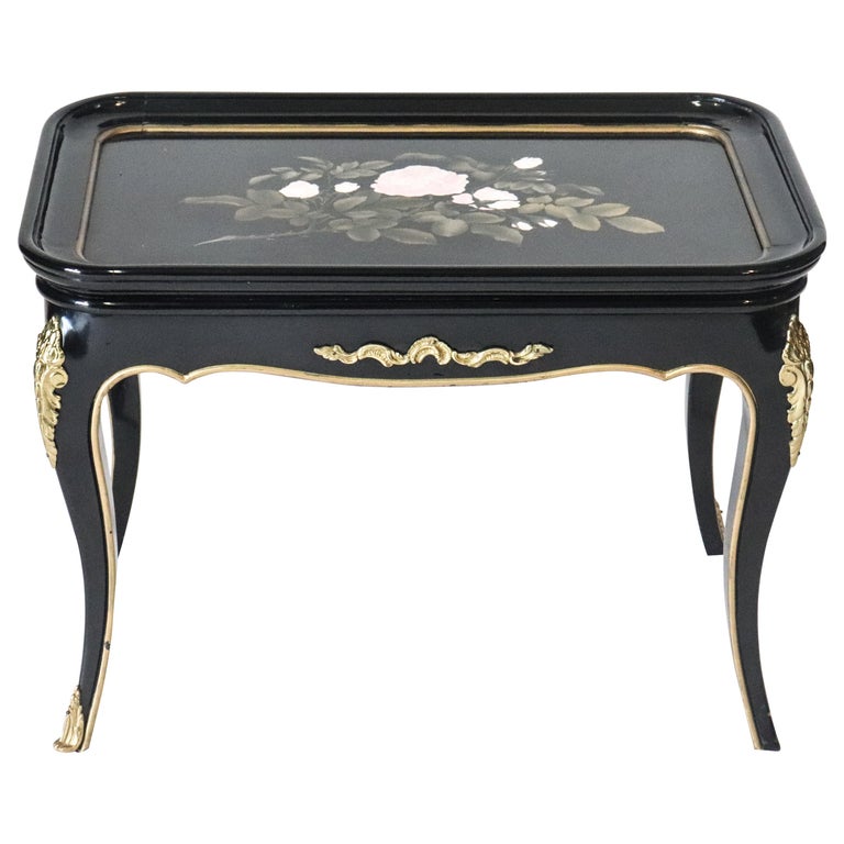 French Second Empire Style Black Lacquer Side Table at 1stDibs