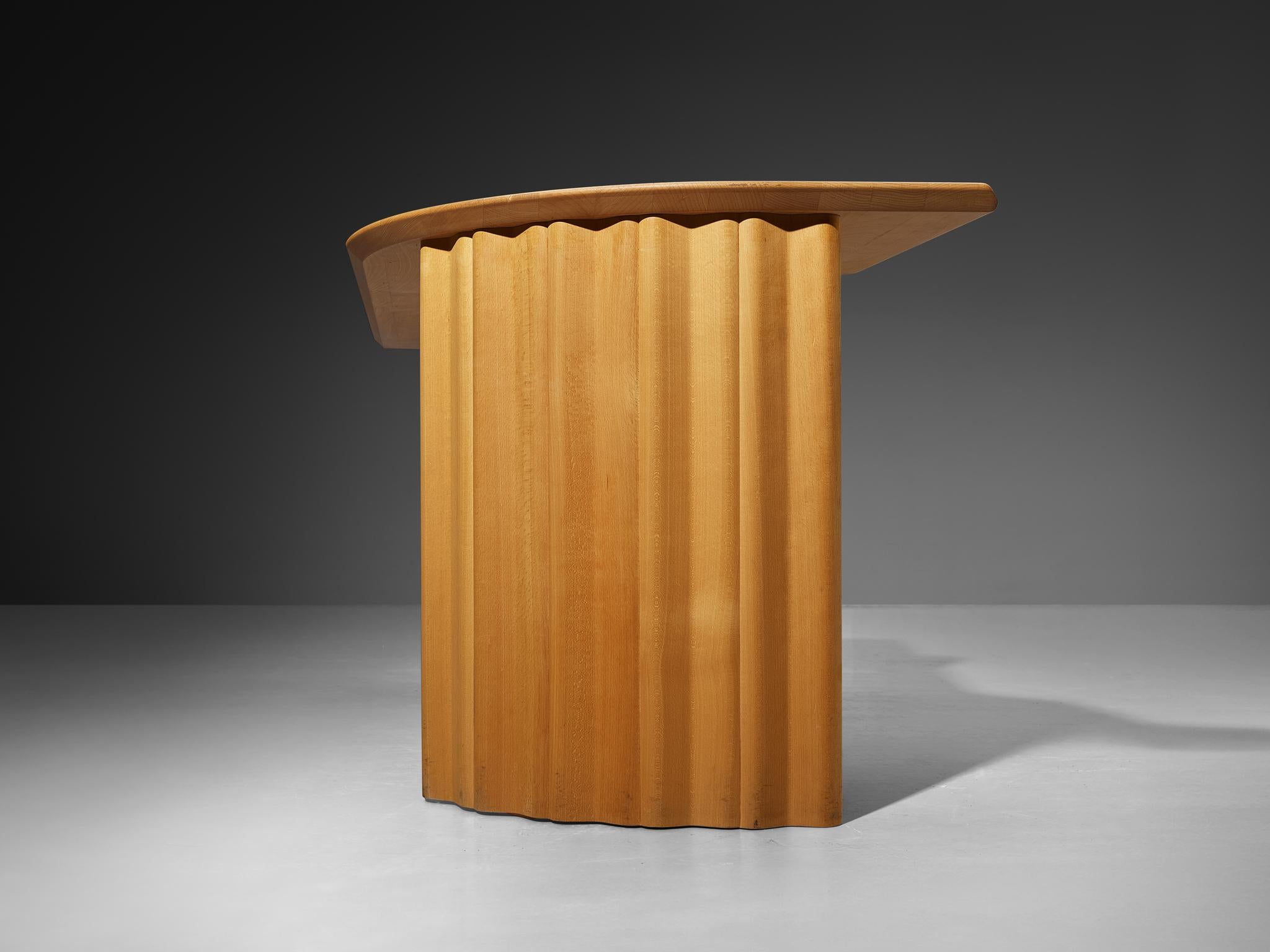 French Seltz Curved Writing Desk in Solid Elm For Sale at 1stDibs