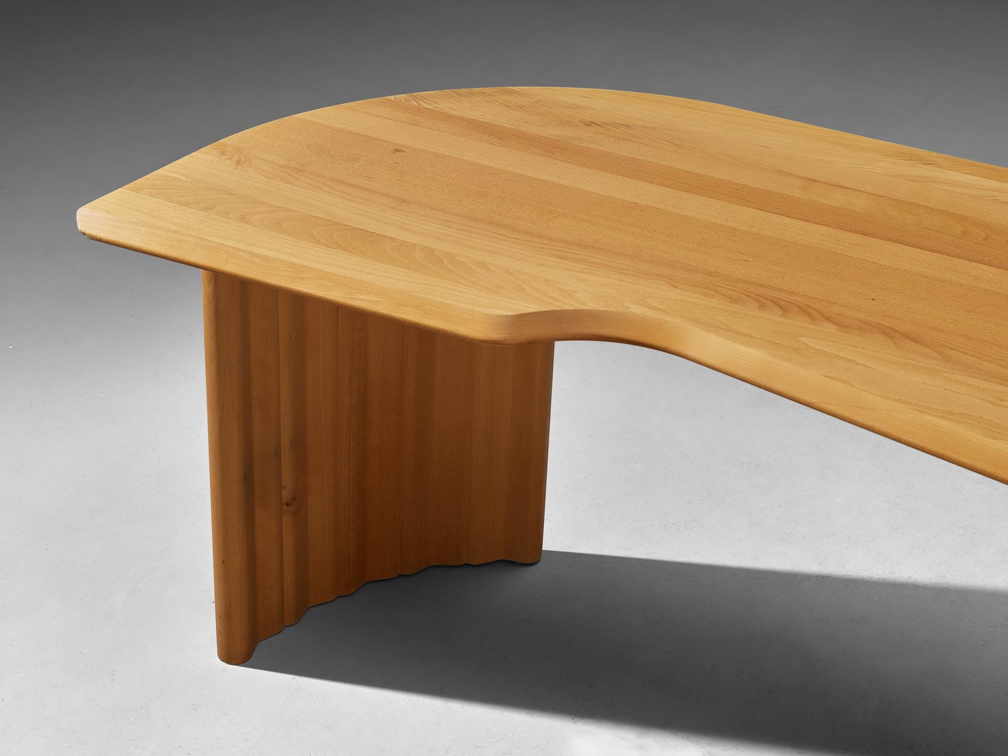 French Seltz Curved Writing Desk in Solid Elm For Sale at 1stDibs