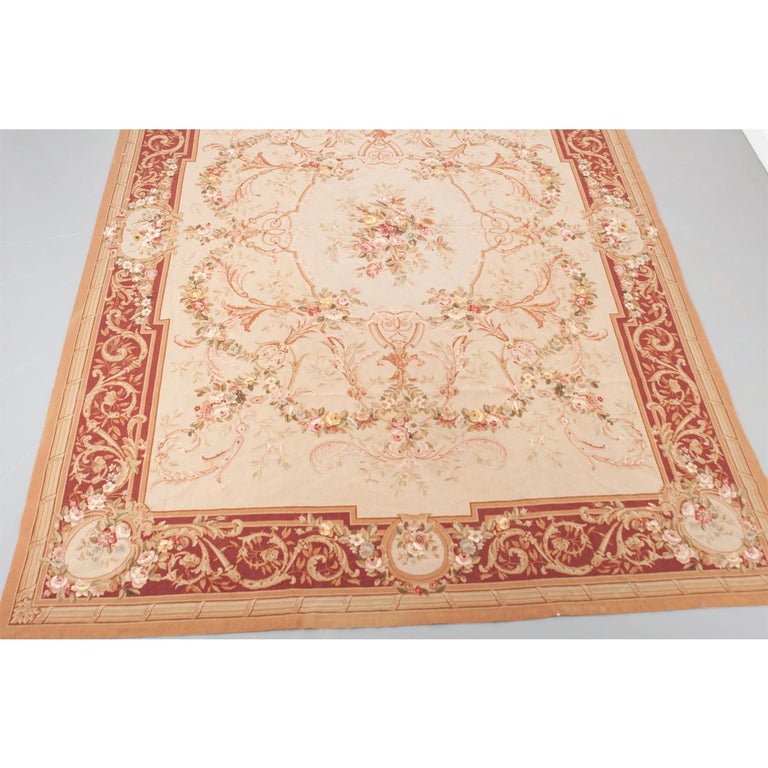 French Semi-Antique Aubusson Needlepoint Rug For Sale at 1stDibs
